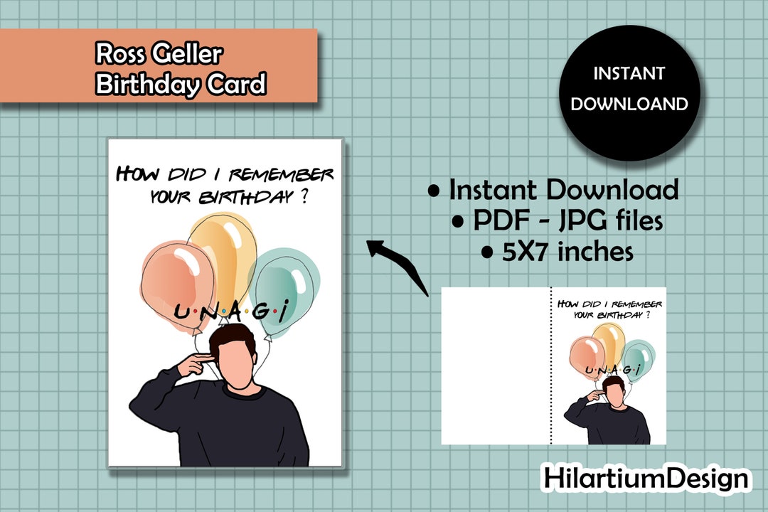 Ross Geller Friends Birthday Card: Funny Printable (PDF) - Etsy