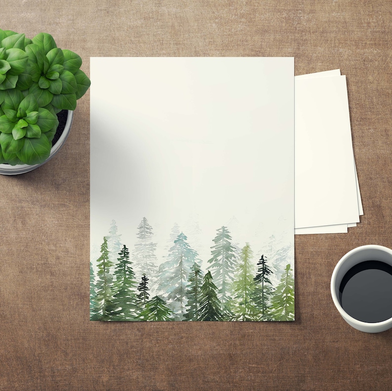 Forest Printable Stationery Paper / Trees Printable Stationary Paper ...