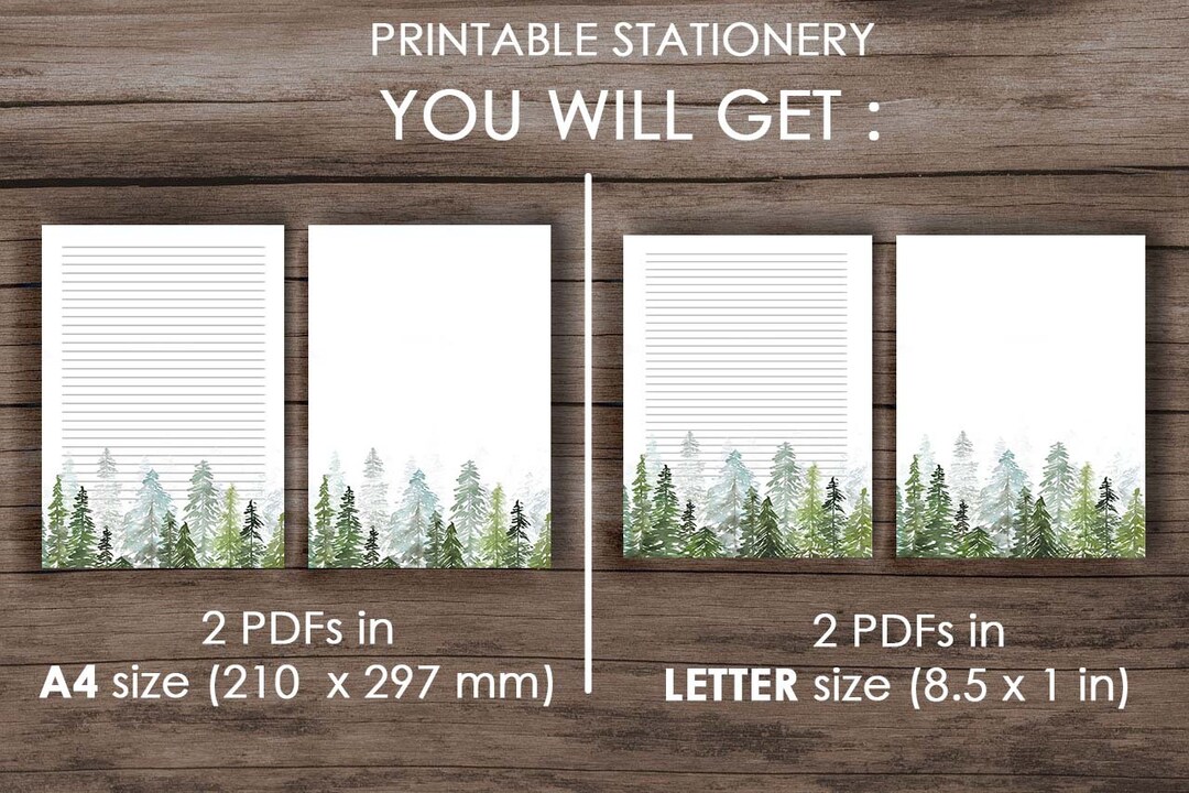 Forest Printable Stationery Paper / Trees Printable Stationary Paper ...