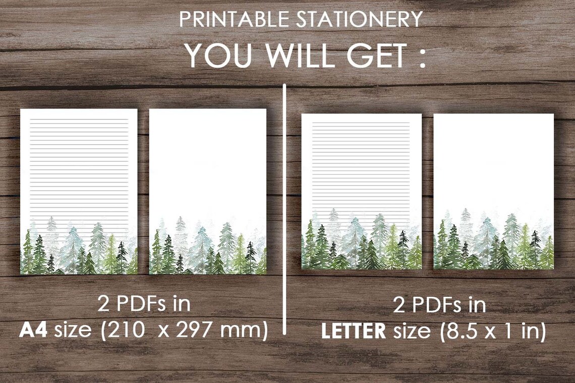 Forest Printable Stationery Paper / Trees Printable Stationary Paper ...