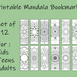 Printable Mandala Coloring Bookmarks (set of 12), Mandala Coloring ...