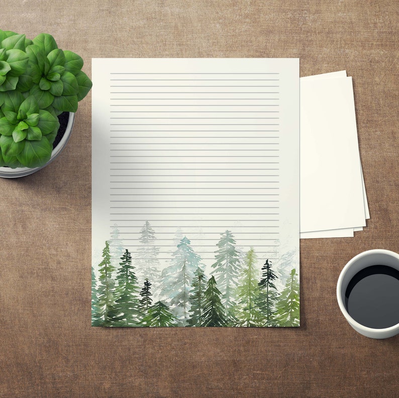 Forest Printable Stationery Paper / Trees Printable Stationary Paper ...