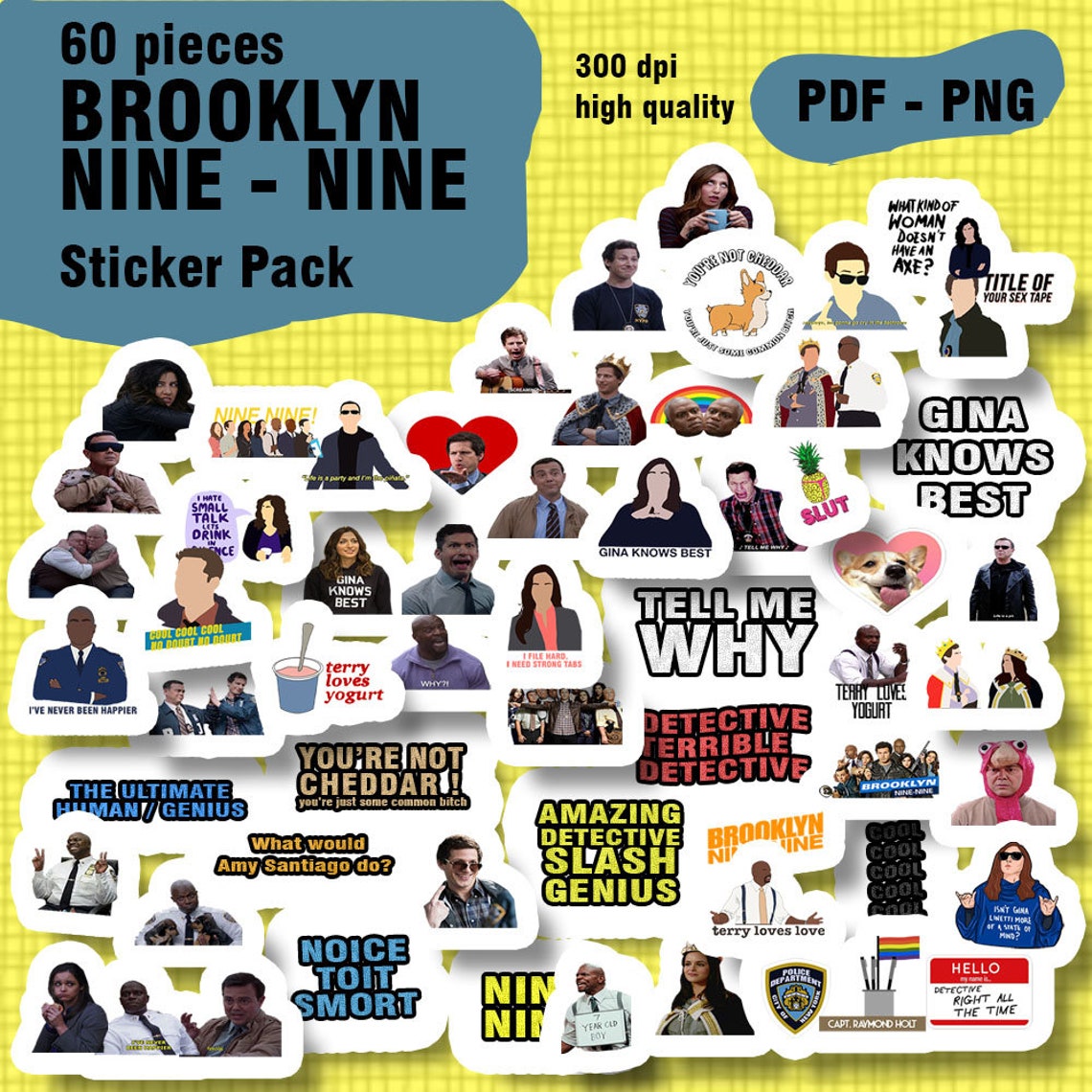 Brooklyn 99 Inspired Stickers | TV Show Sticker Pack | Printable ...