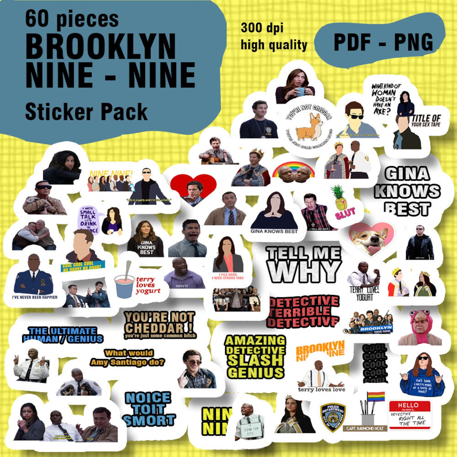 Brooklyn 99 Inspired Stickers TV Show Sticker Pack Printable Sticker ...