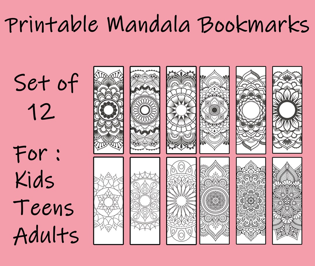 Printable Mandala Coloring Bookmarks (set of 12), Mandala Coloring ...