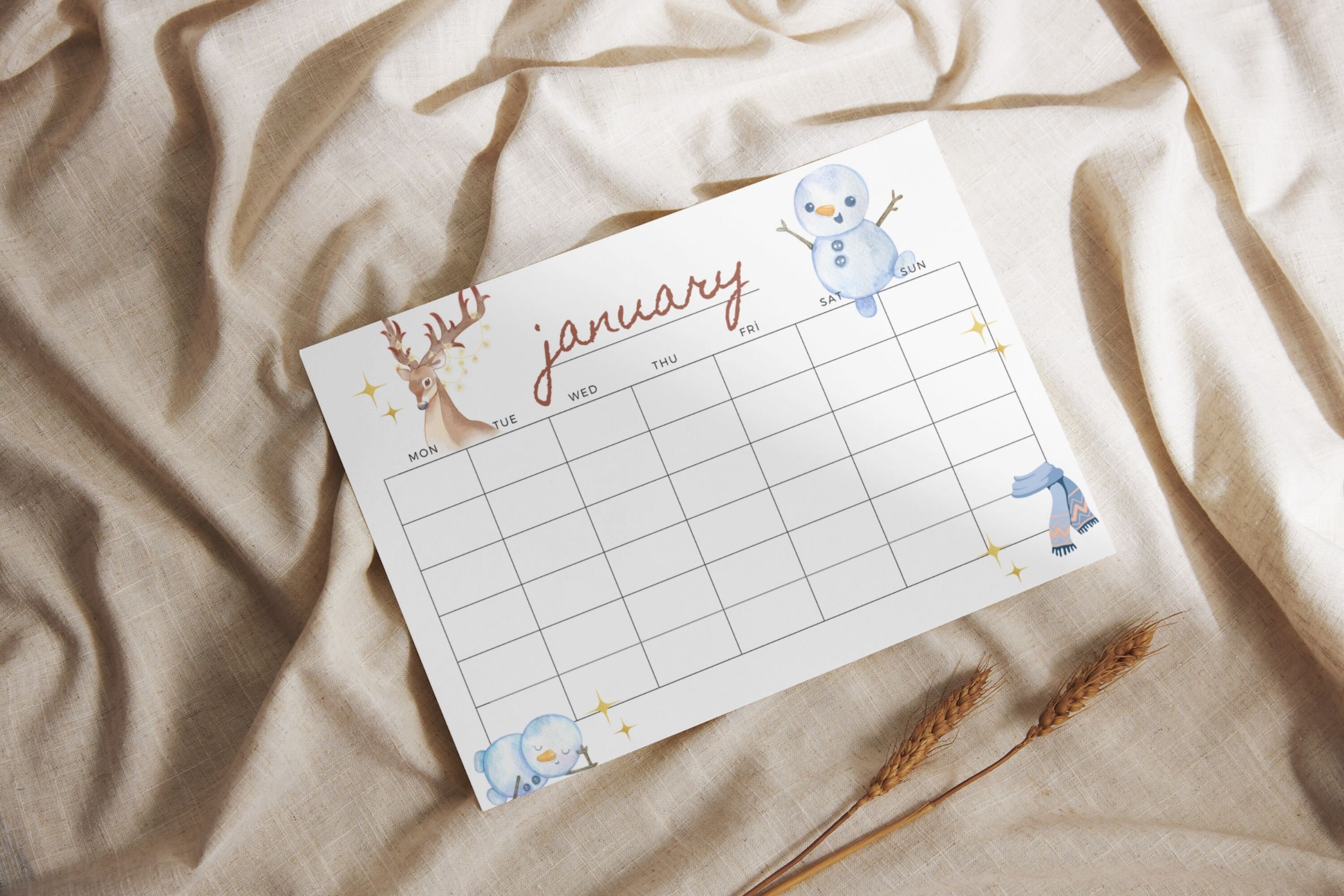 12 Month Printable Thematic Calendars Colourful 2025 - Etsy