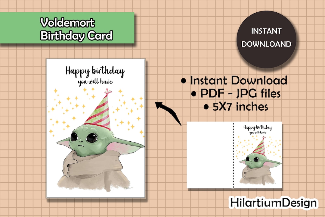 Baby Yoda Birthday Card | Instant Download Birthday Card | Print at ...