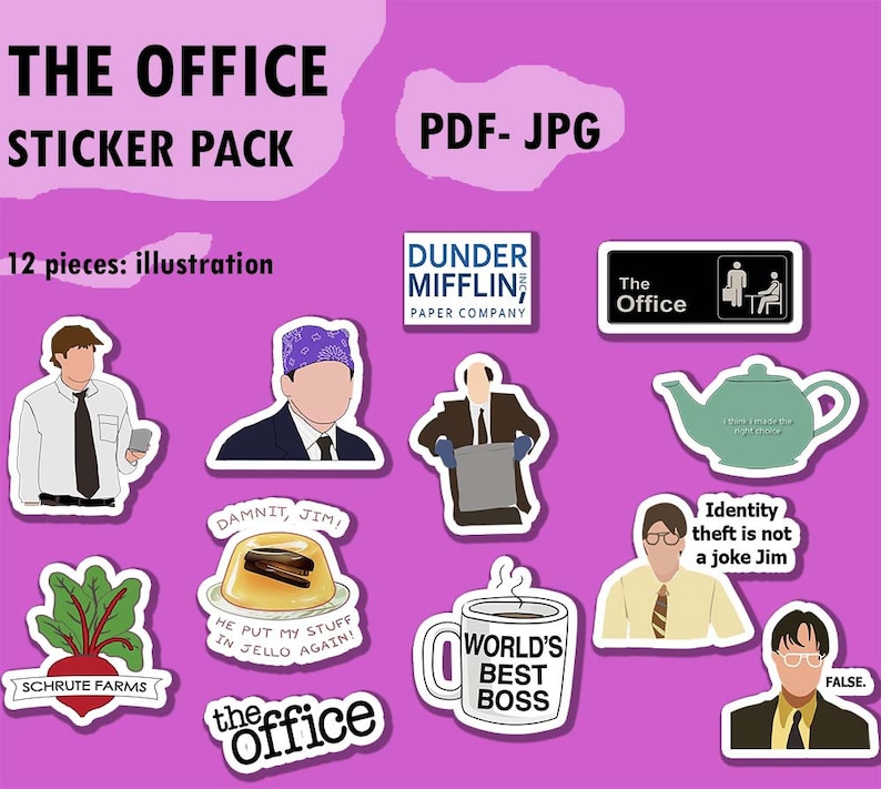 The Office TV Show Sticker Pack: 30 Printable Stickers (PDF, JPG) - Etsy