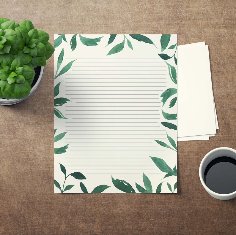 Green Leaves Printable Stationary Paper, Printable Paper, A4, Letter ...