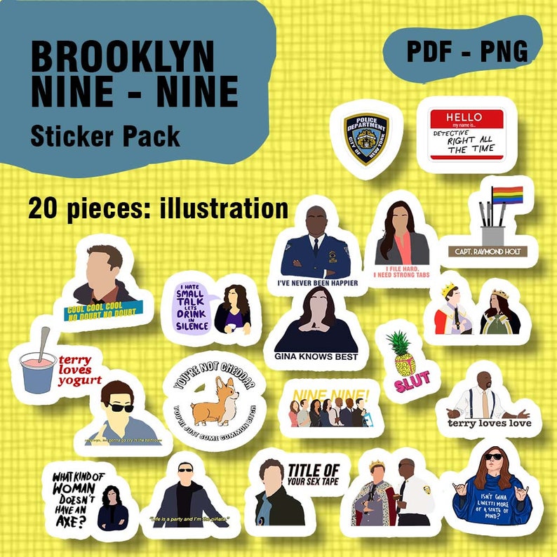 Brooklyn 99 Inspired Stickers | TV Show Sticker Pack | Printable ...
