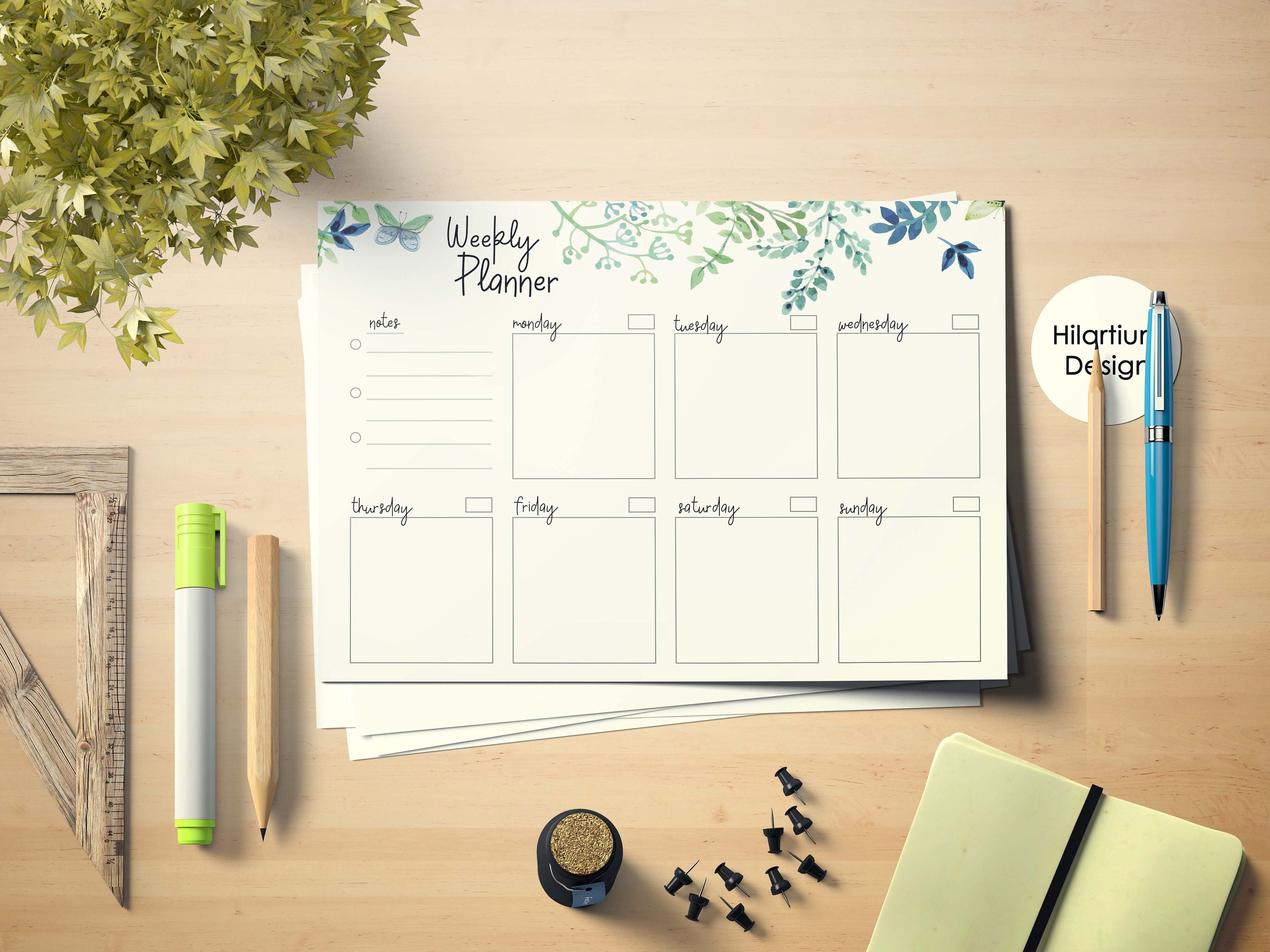 Weekly Planner Printable Set to Do List Floral Planner Stationery Paper ...