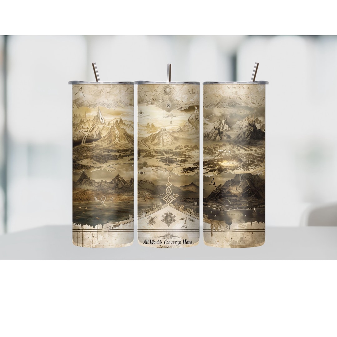 SJM Universe Map Tumbler Wrap 2PNG – Fantasy Map Collage, Bookish Gift ...