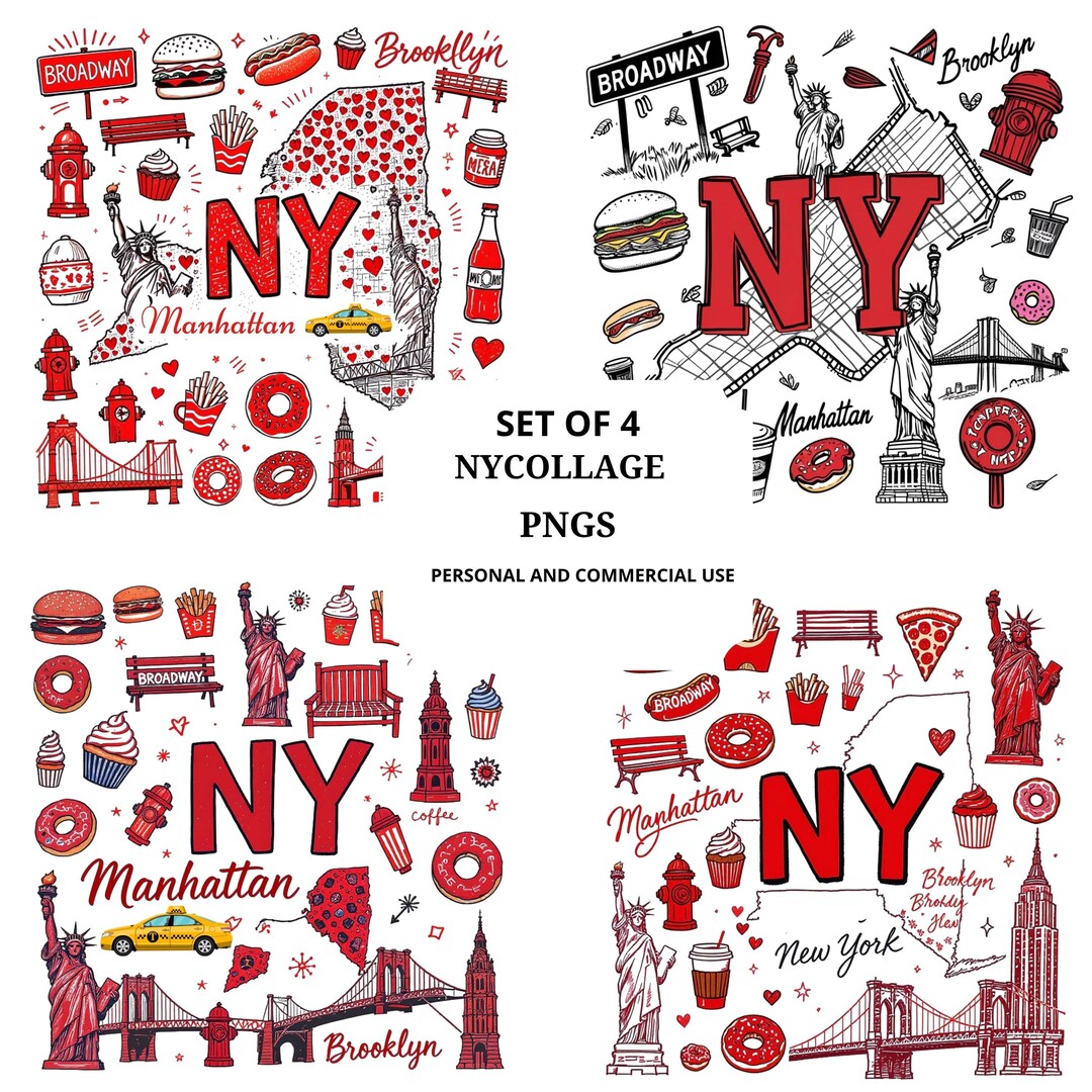 New York Trip PNG | Retro NYC Skyline Clipart | Big Apple Digital ...