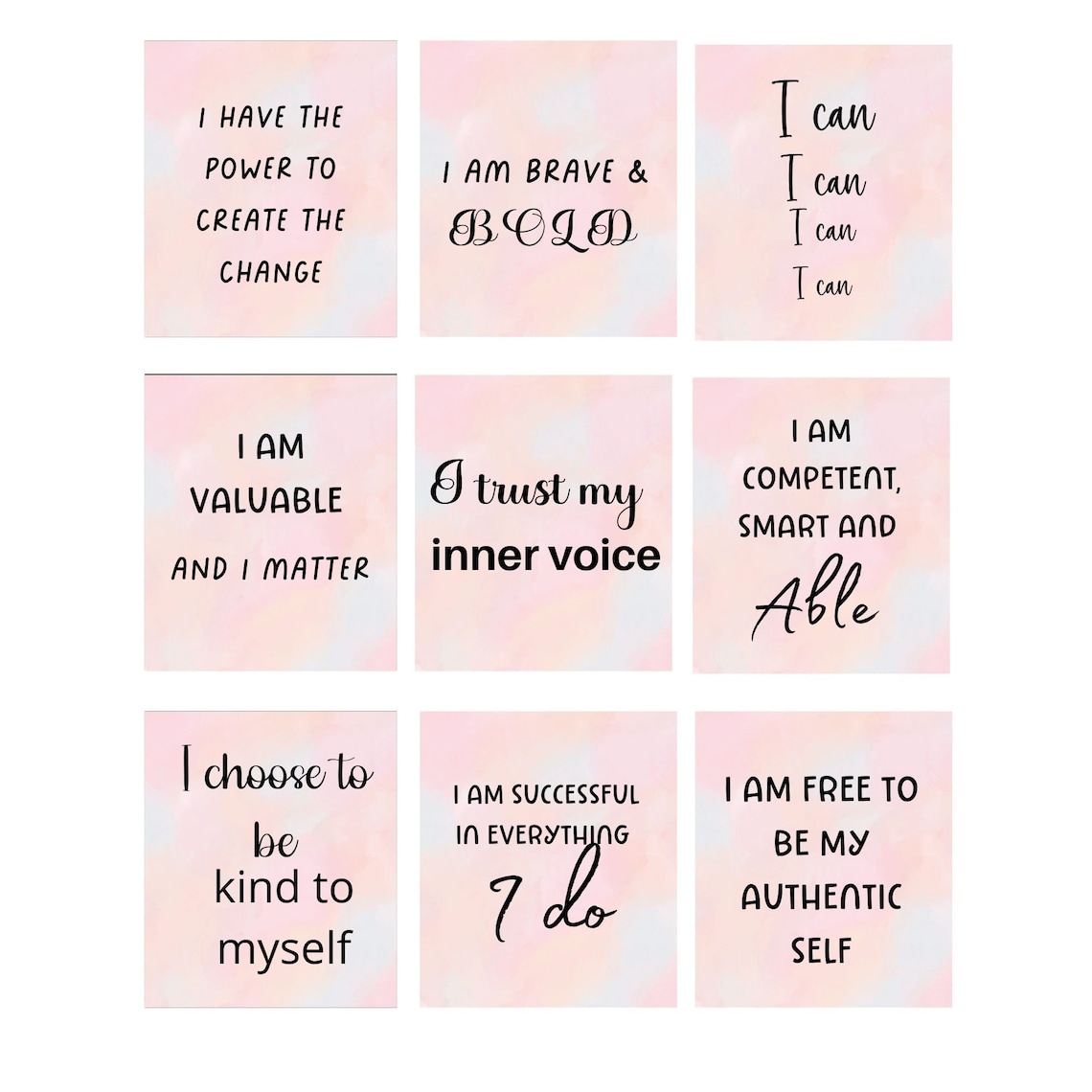 Positive Affirmation Card Set Vision Board Printables Cards - Etsy