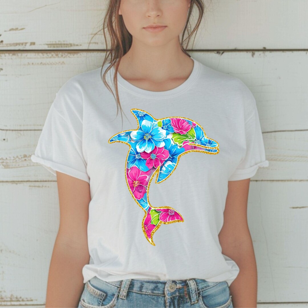 Neon Dolphin PNG Design, Cute Ocean Animal Sublimation File, Summer ...