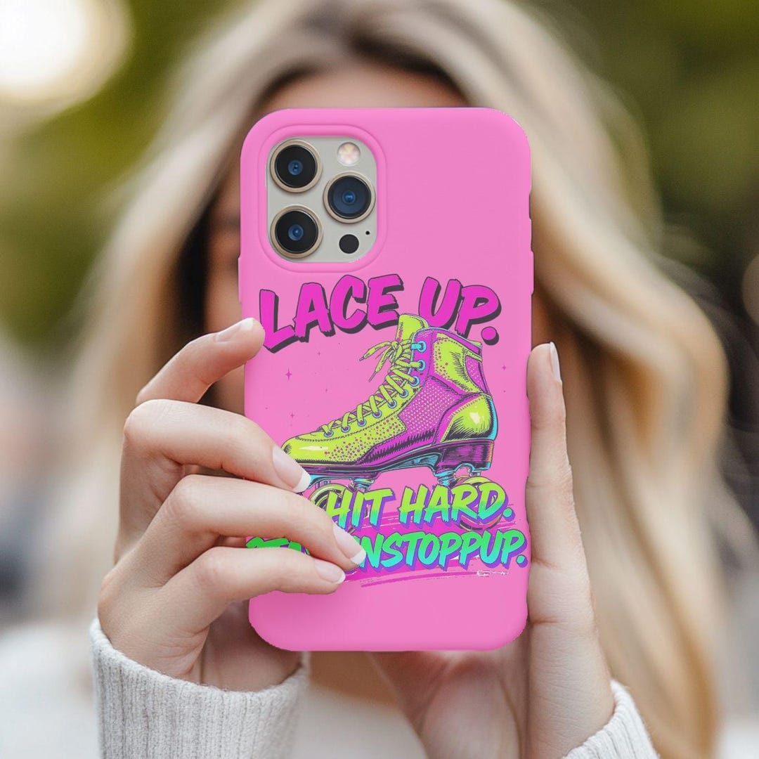 Neon Roller Derby Girl PNG for Phone Case | Lace up Hit Hard Stay ...