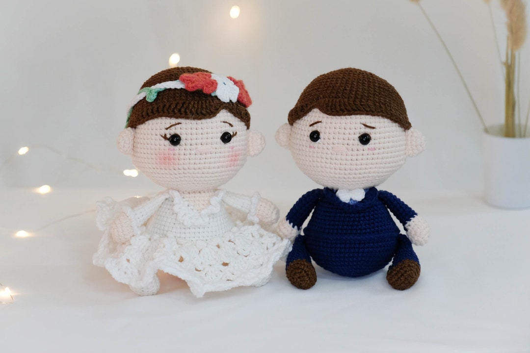 Bride and Groom Dolls 8inch, Wedding Couple, Wedding Gift, Crochet ...