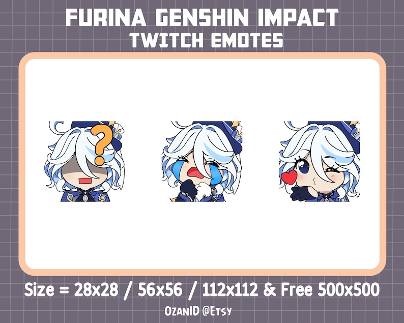 Genshin Impact Furina/focalors Emote, Cute Chibi Genshin Impact Sticker ...