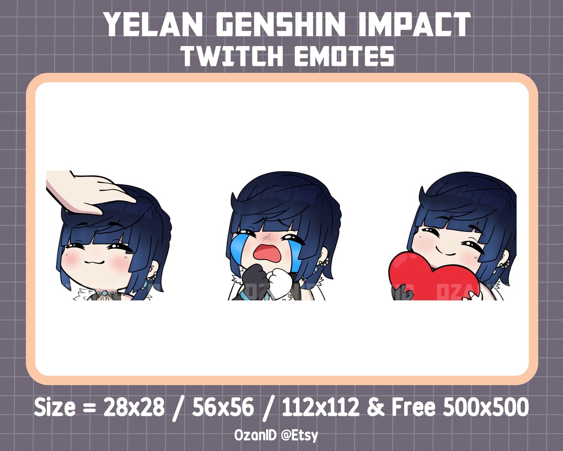 Yelan Genshin Impact Emote Bundle, Cute Chibi Genshin Impact, Twitch ...