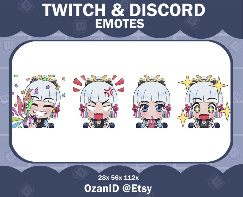Genshin Impact Ayaka Kamisato Emote Set, Hype/angry/sip/gg, Kawai ...
