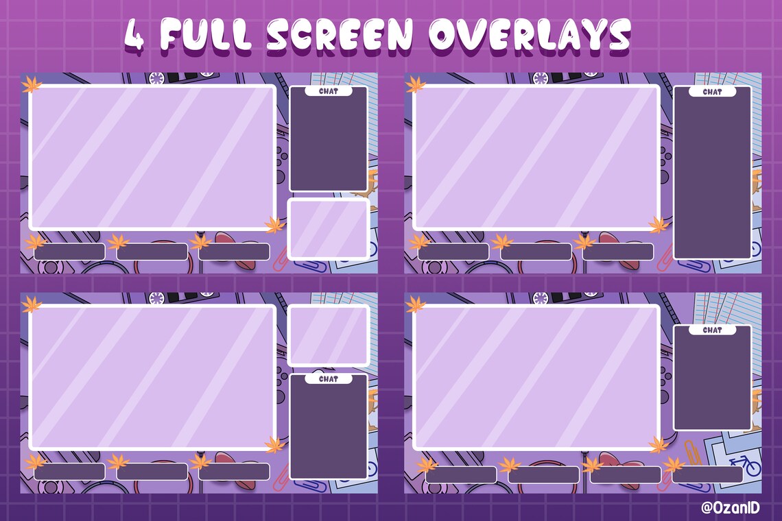 Twitch Overlay Animated Lofi Desk Scenes, Aesthetic Purple Theme, Cute ...