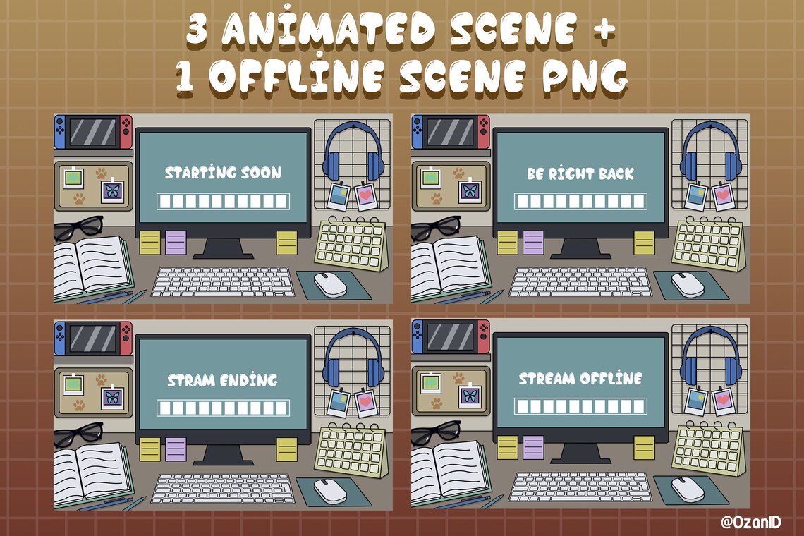 Twitch Overlay Animated Lofi Desk Scenes, Aesthetic Twitch Overlay Cozy ...