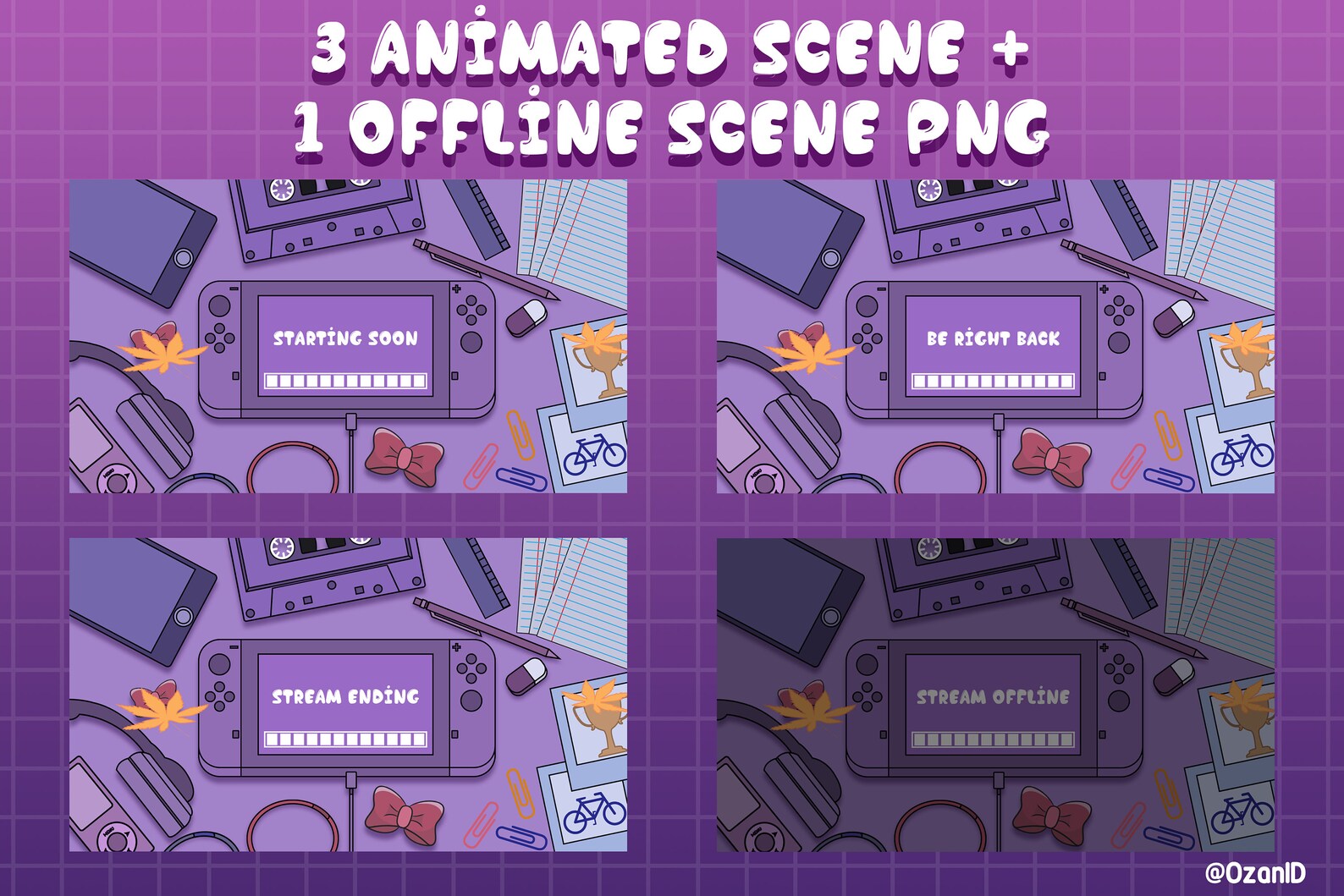 Twitch Overlay Animated Lofi Desk Scenes, Aesthetic Purple Theme, Cute ...