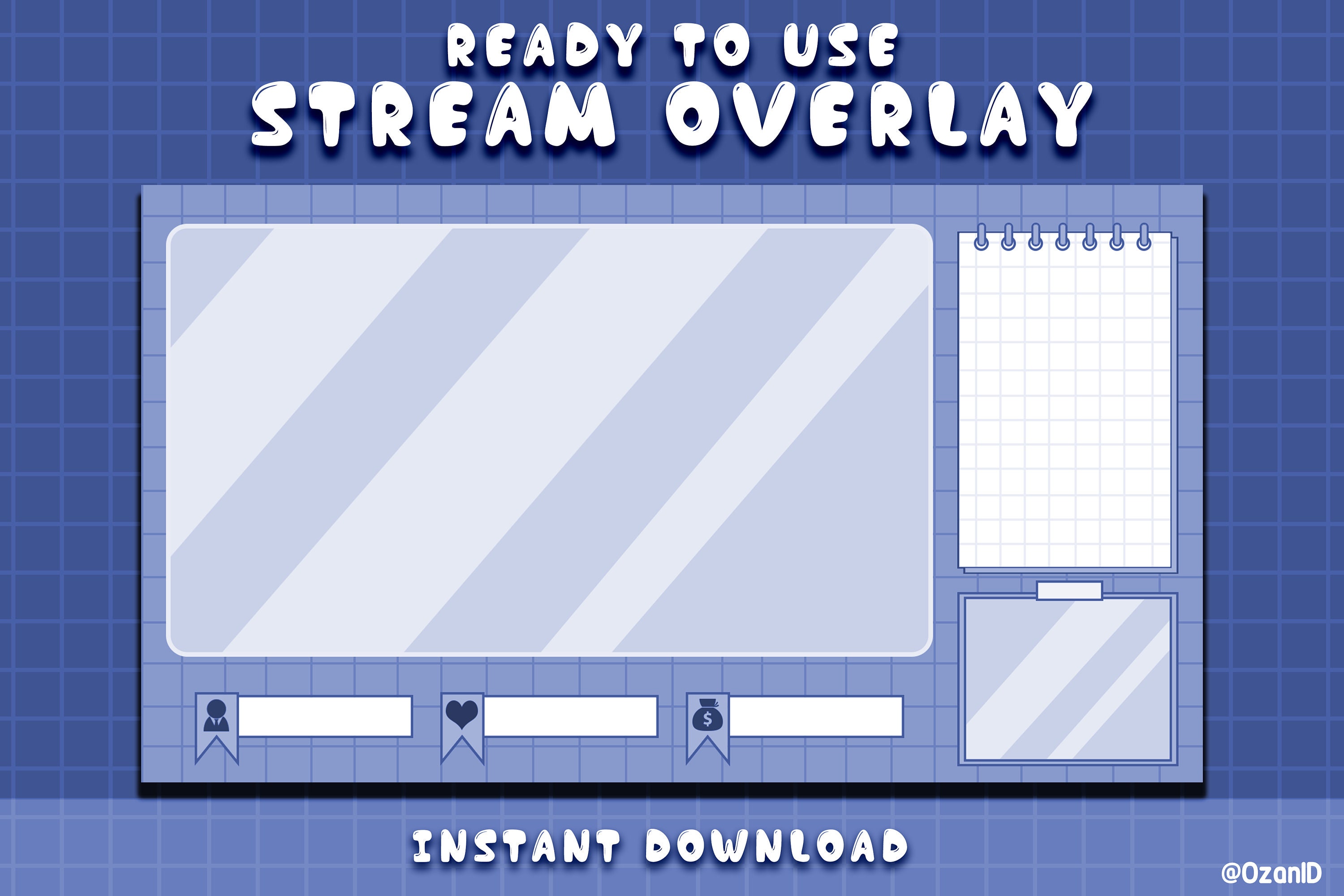 Twitch Overlay / Aesthetic Blue Color / Vintage Pastel / Stream ...