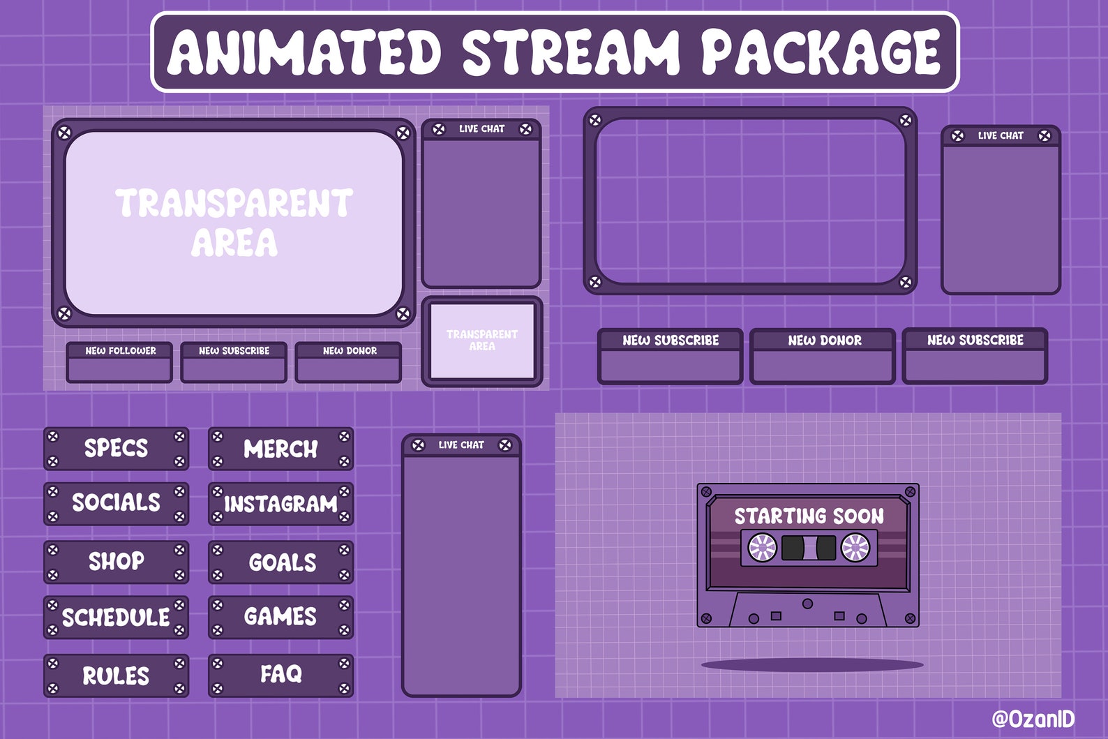 Animated Twitch Overlay Package, Lofi Vintage Cassette Tape, Aesthetic ...
