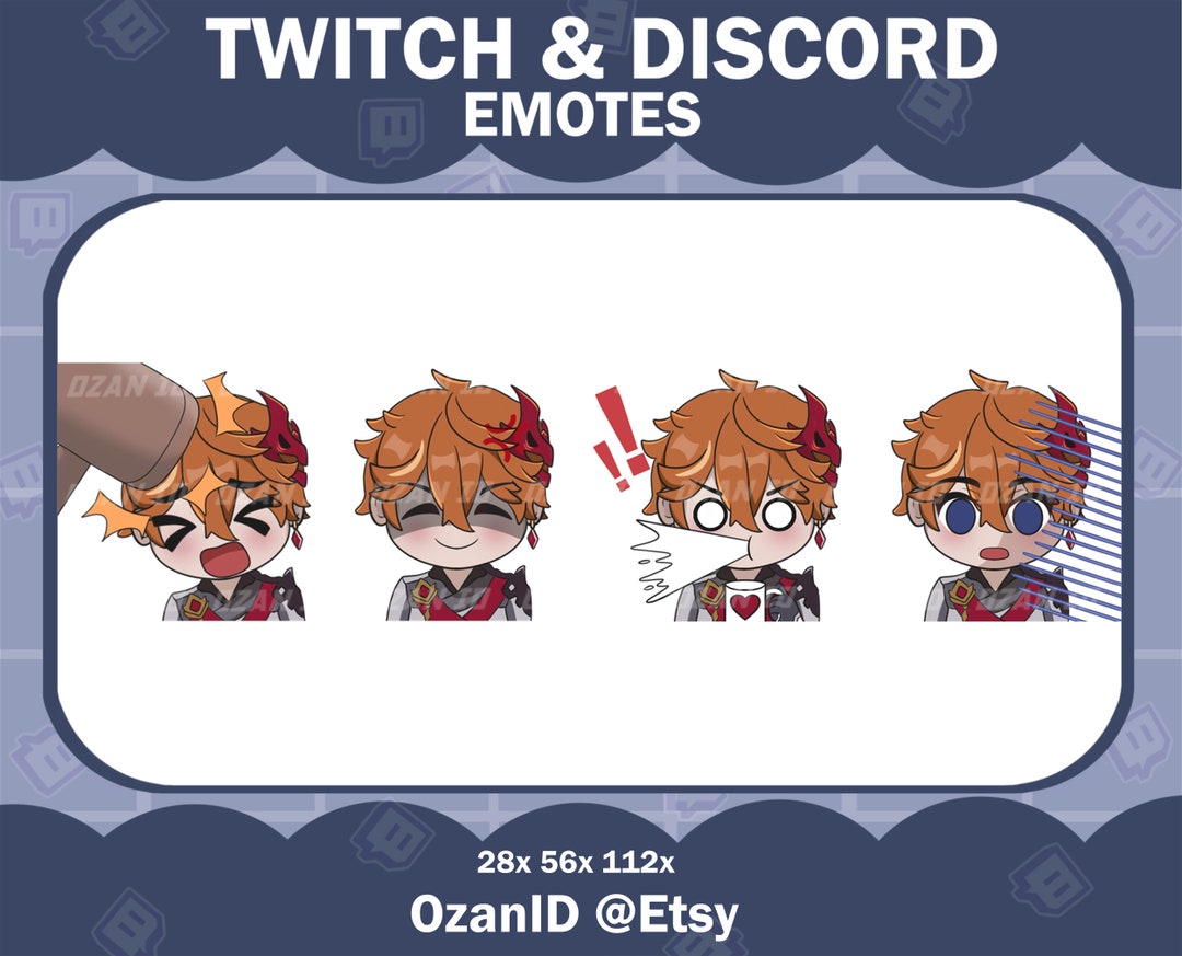 Genshin Impact Childe Tartaglia Emote Set, Bonk/angry/shock/sad, Kawai ...
