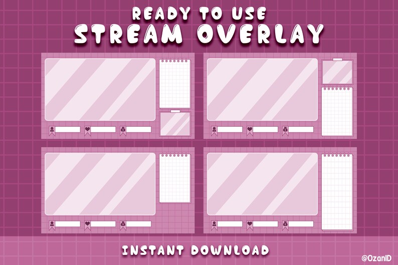 Twitch Overlay / Aesthetic Pink Color / Vintage Pastel / Kawaii Stream ...