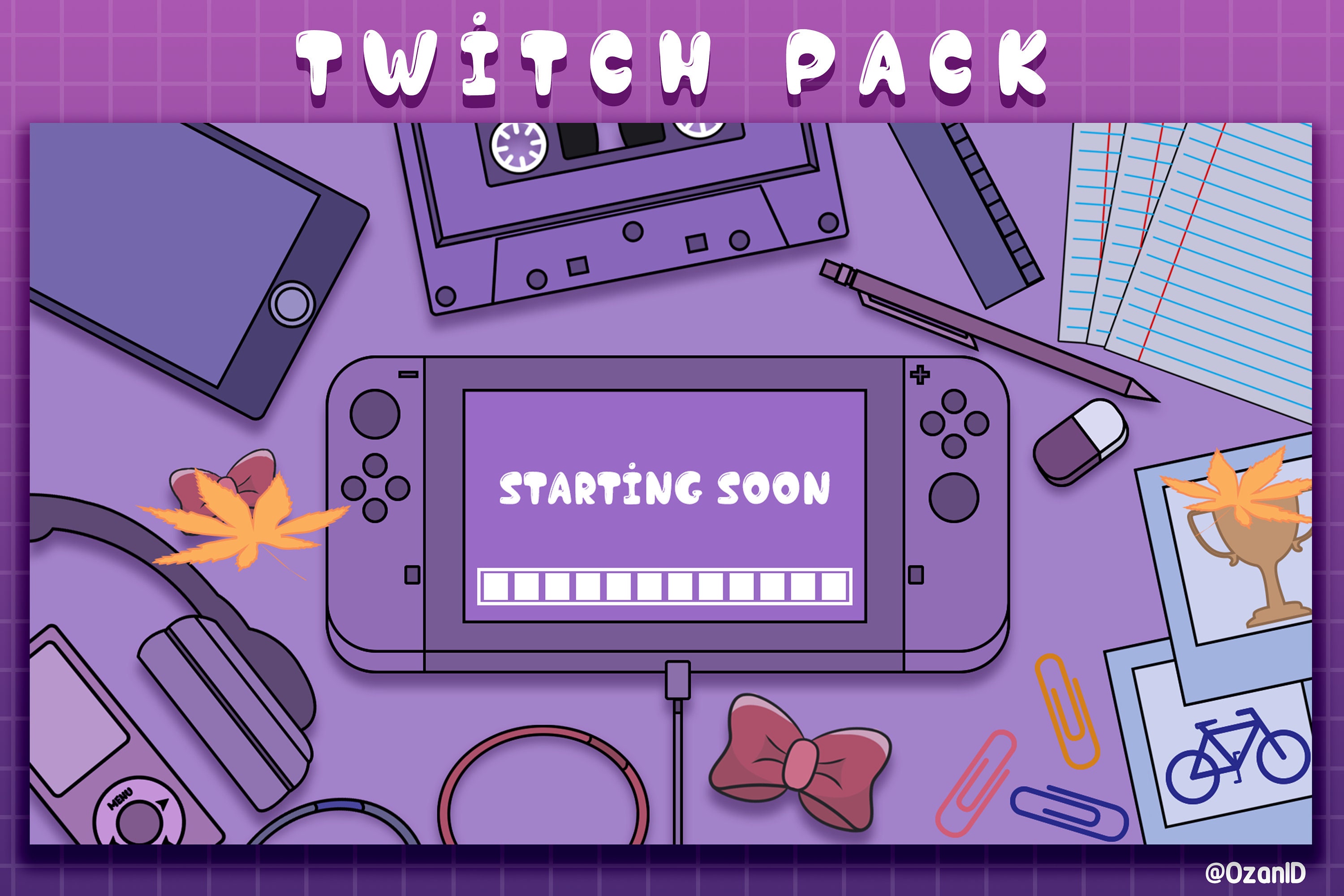 Twitch Overlay Animated Lofi Desk Scenes, Aesthetic Purple Theme, Cute ...