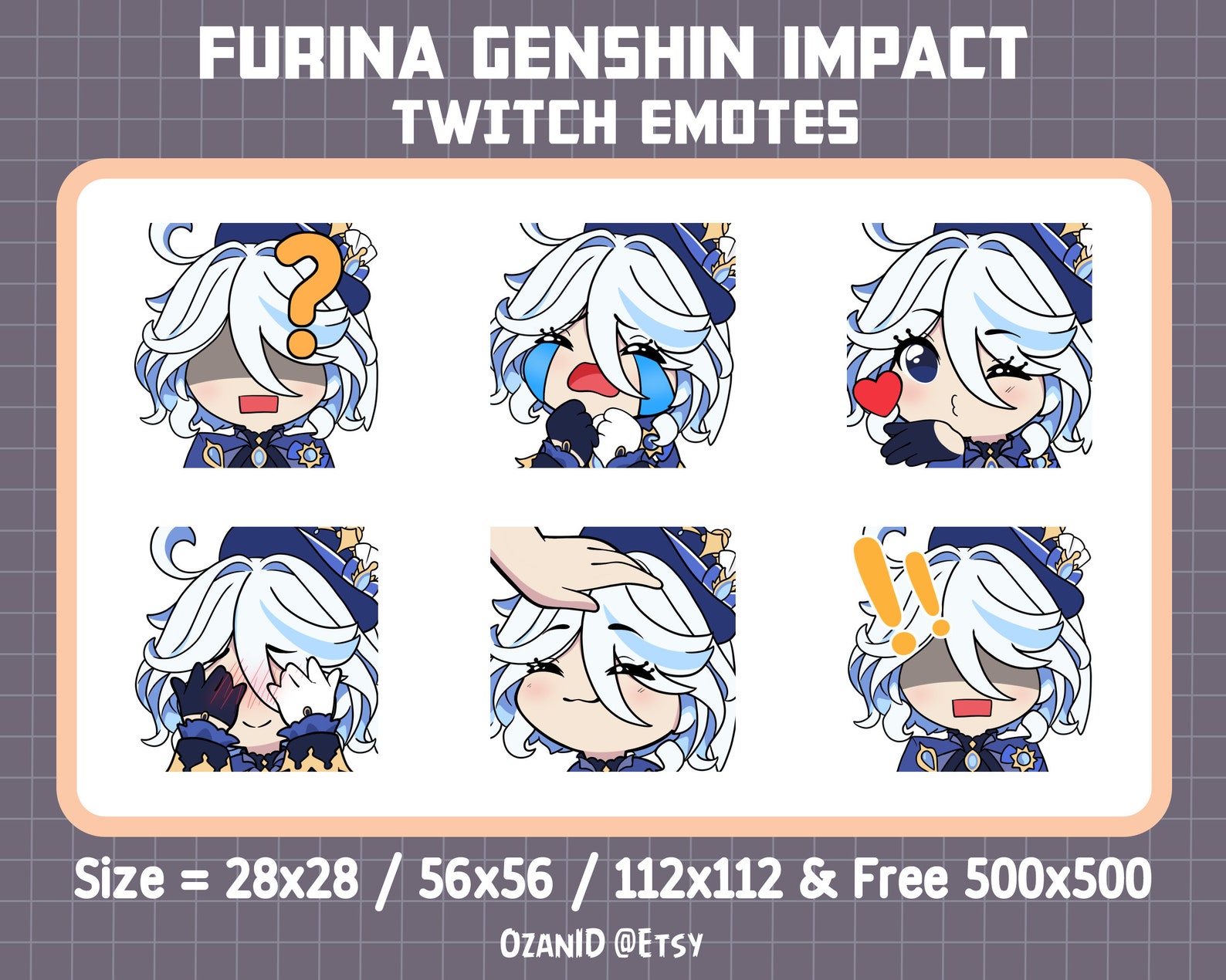 Genshin Impact Furina/focalors Emote Pack, Cute Chibi Genshin Impact ...