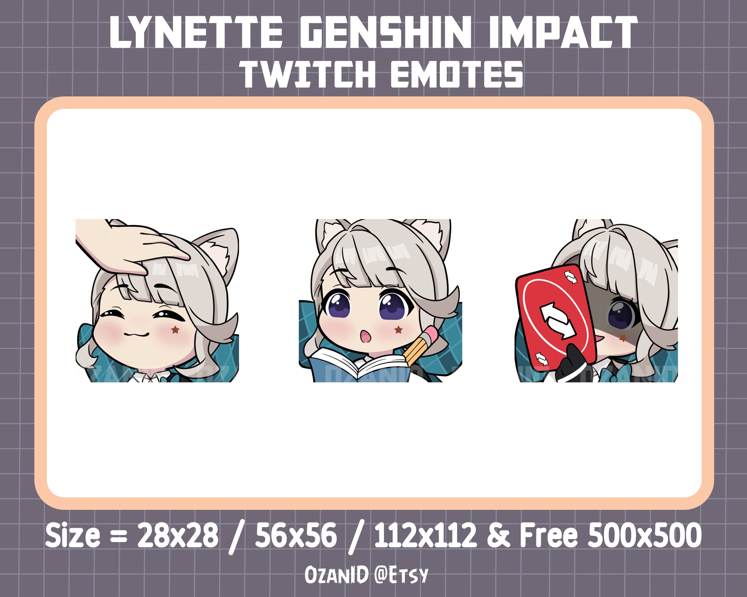 Lynette Genshin Impact Emote Bundle, Cute Chibi Genshin Impact, Twitch ...