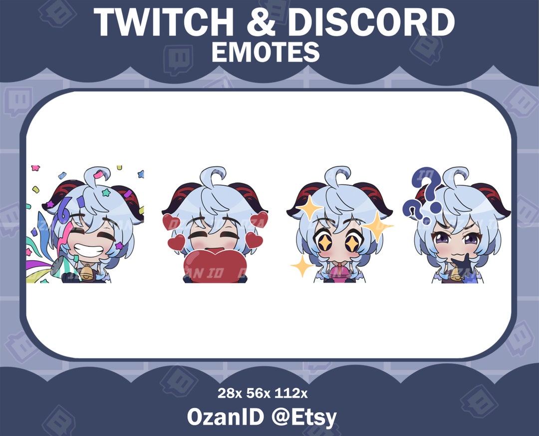 Genshin Impact Ganyu Emote Set, Hype/heart/sip/think, Kawai Twitch and ...