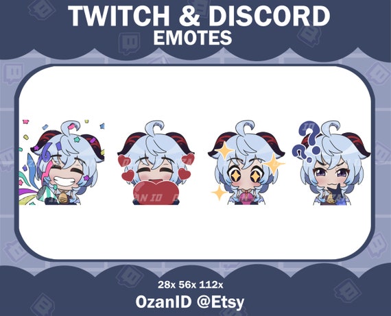 Genshin Impact Ganyu Emote Set Hype/heart/sip/think Kawai | Etsy