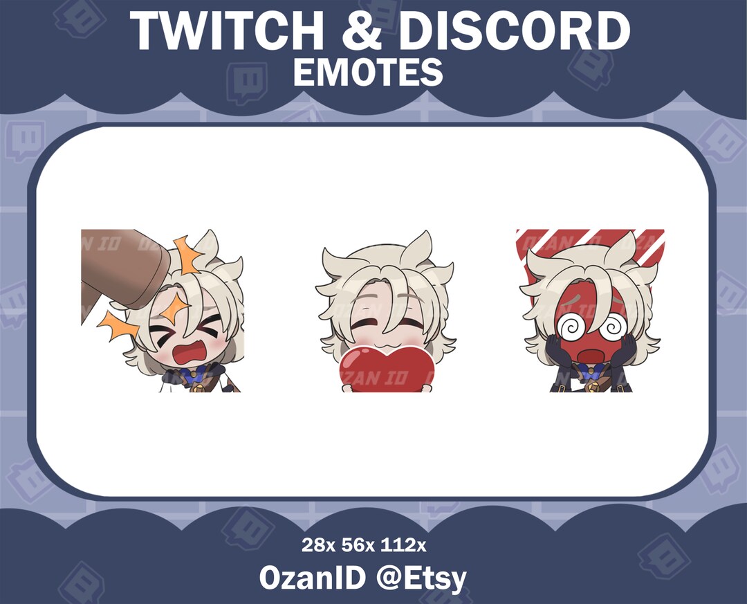 Genshin Impact Albedo Emote Set, Bonk/love/shy, Kawai Twitch and ...