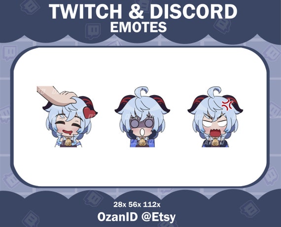Genshin Impact Ganyu Emote Set Pat/shock/angry Kawai Twitch | Etsy