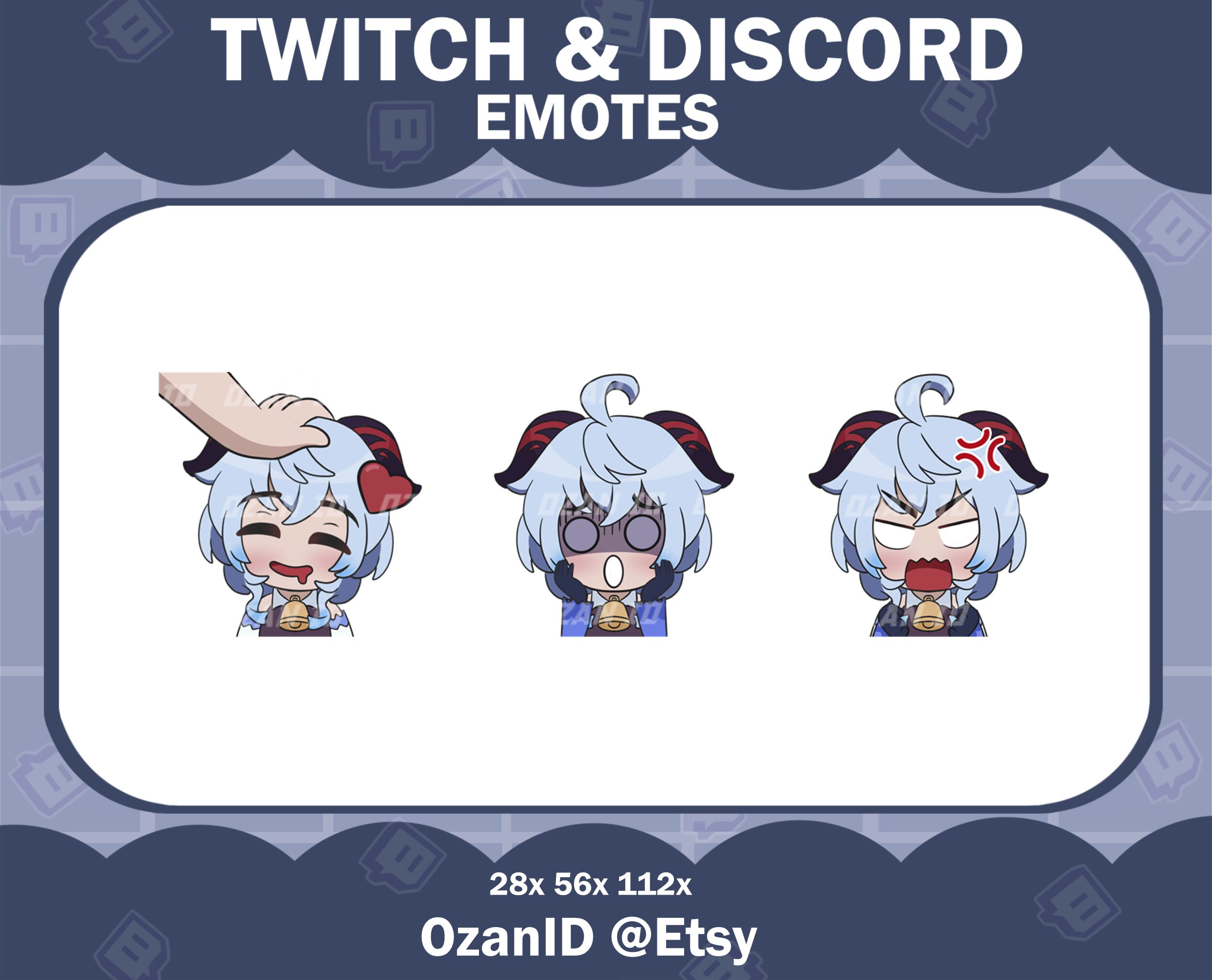 Genshin Impact Ganyu Emote Set, Pat/shock/angry, Kawai Twitch and ...
