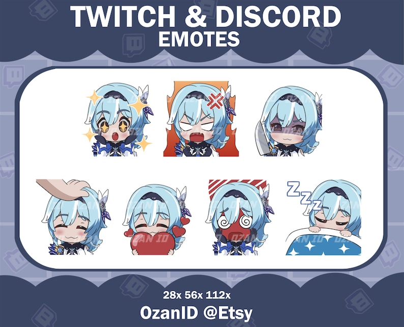 Genshin Impact Eula Emote Pack, (cool, Angry, Knife, Pat, Love, Shy ...