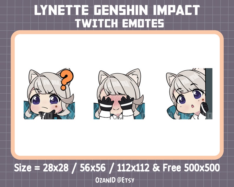Lynette Genshin Impact Emote Bundle, Cute Chibi Genshin Impact, Twitch ...