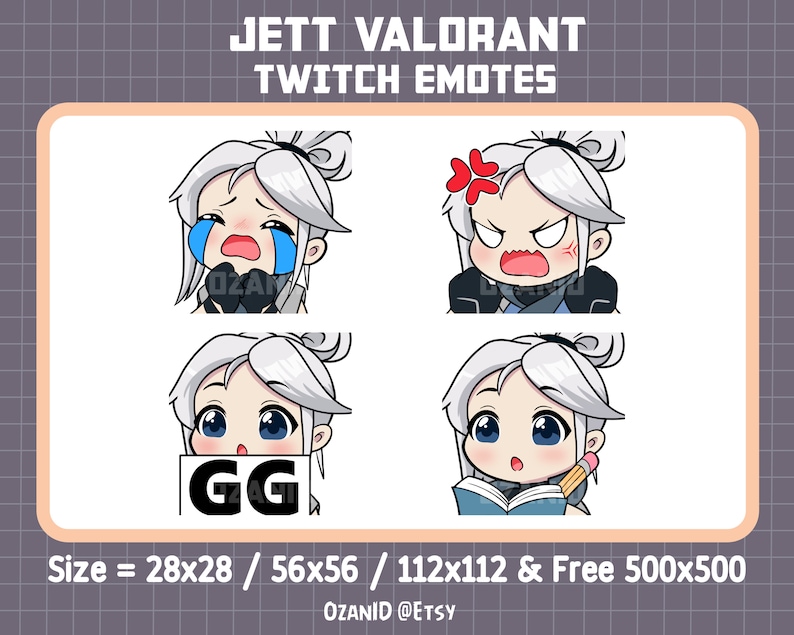 Jett Valorant Emotes Bundle, Twitch and Discord Emotes Pack, Jett ...