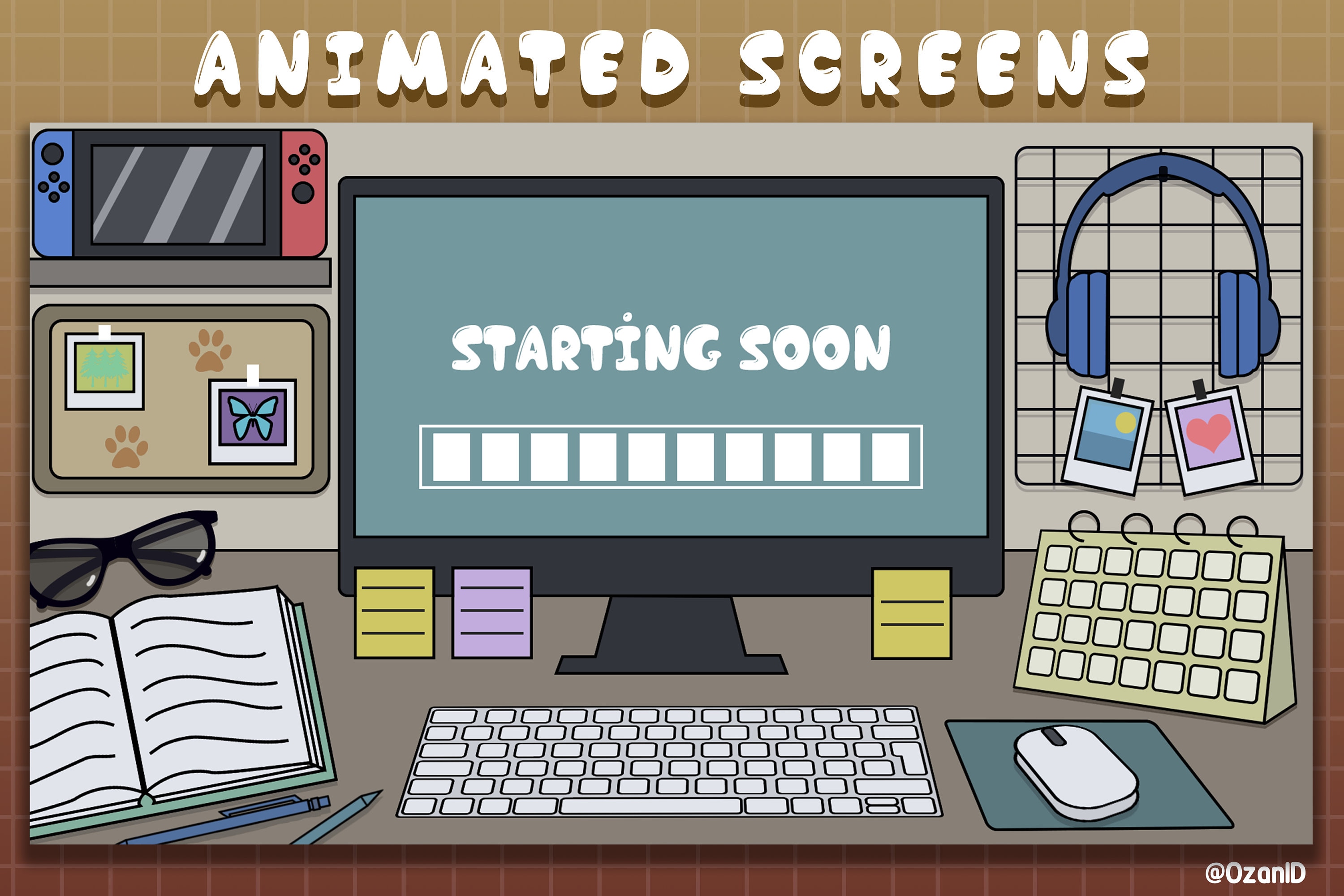 Twitch Overlay Animated Lofi Desk Scenes, Aesthetic Twitch Overlay Cozy ...