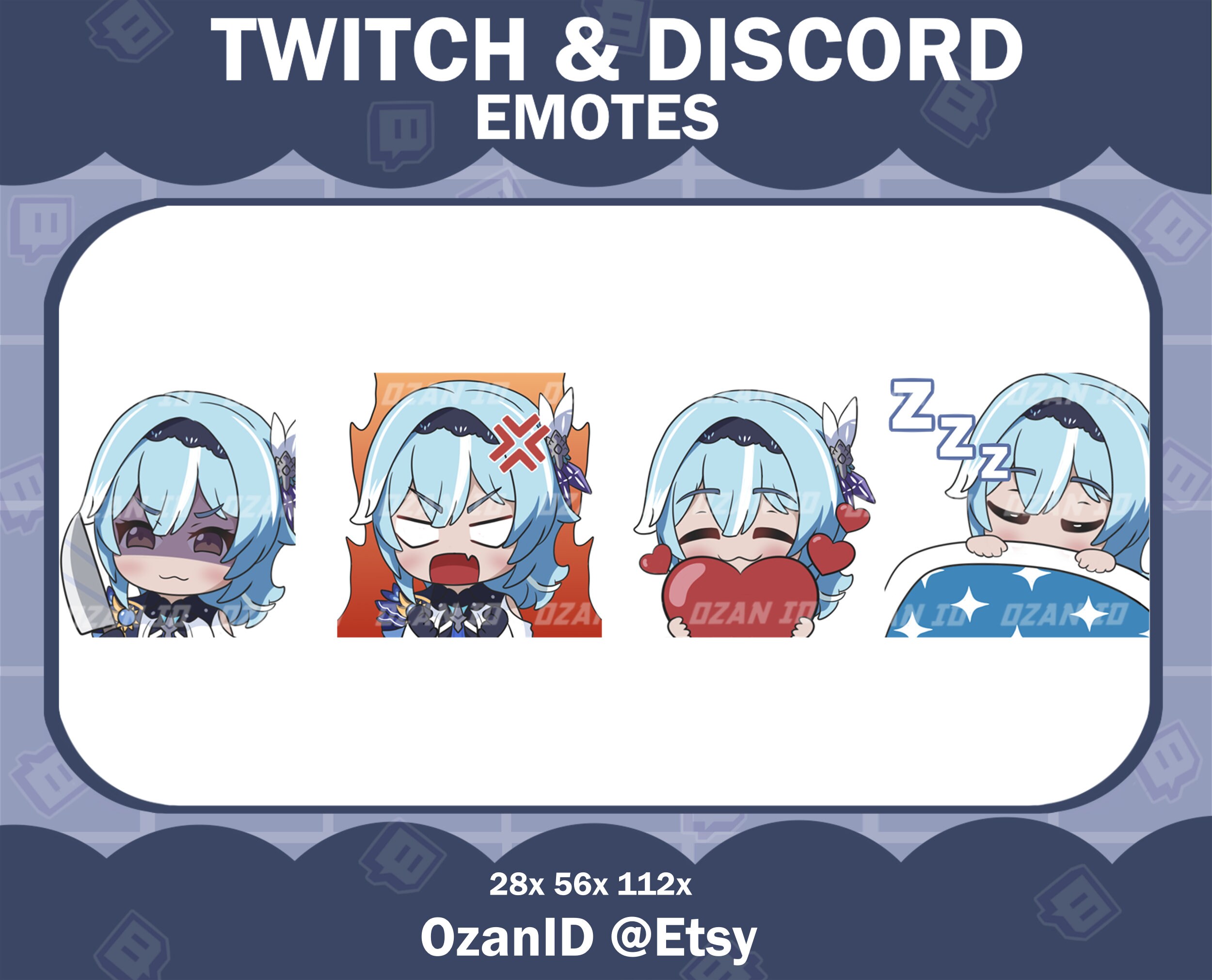 Genshin Impact Eula Emote Set, Knife/angry/love/sleep, Kawai Twitch and ...