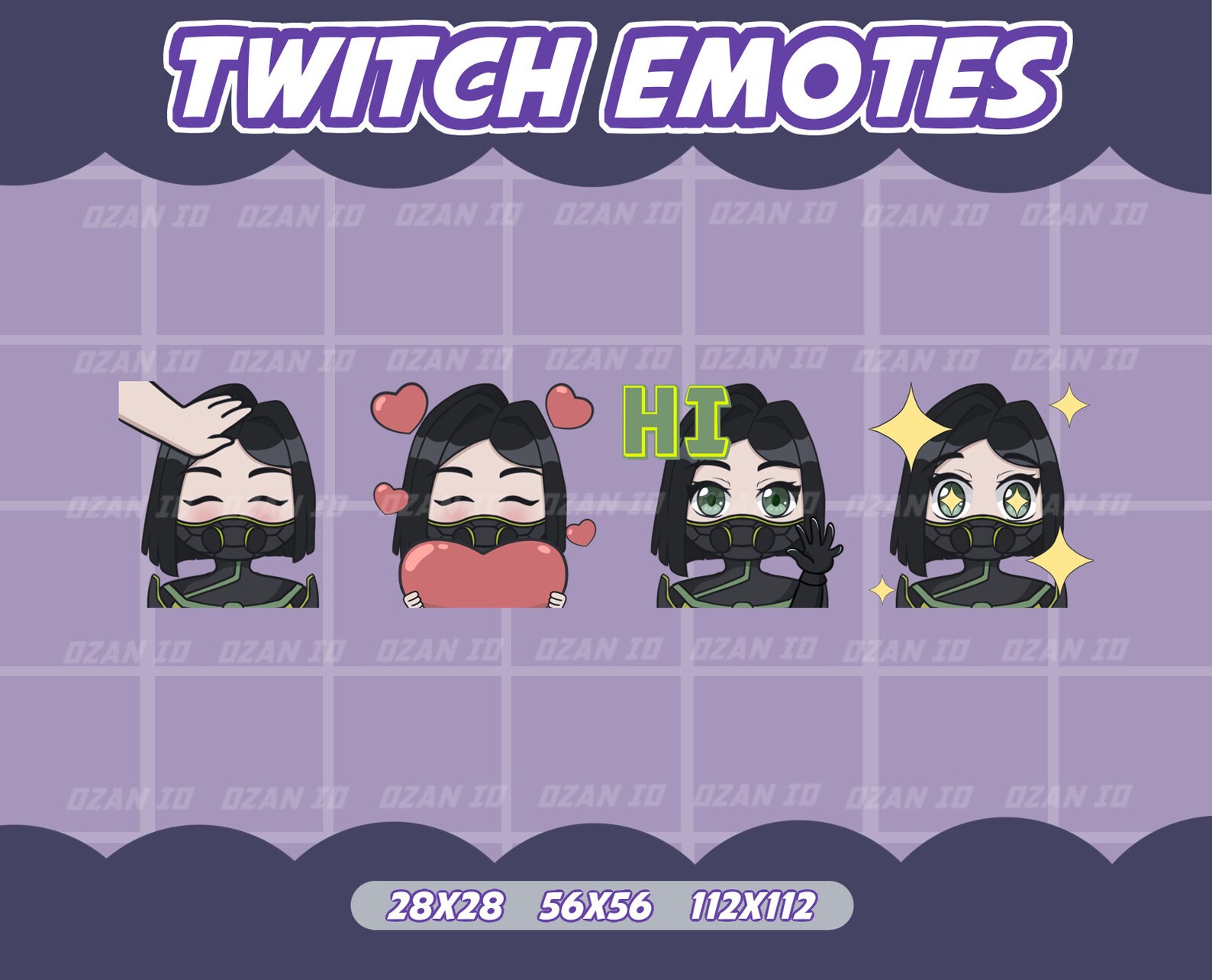 Viper Valorant Twitch Emotes Pack (happy, Heart, HI, Wow), Twitch ...