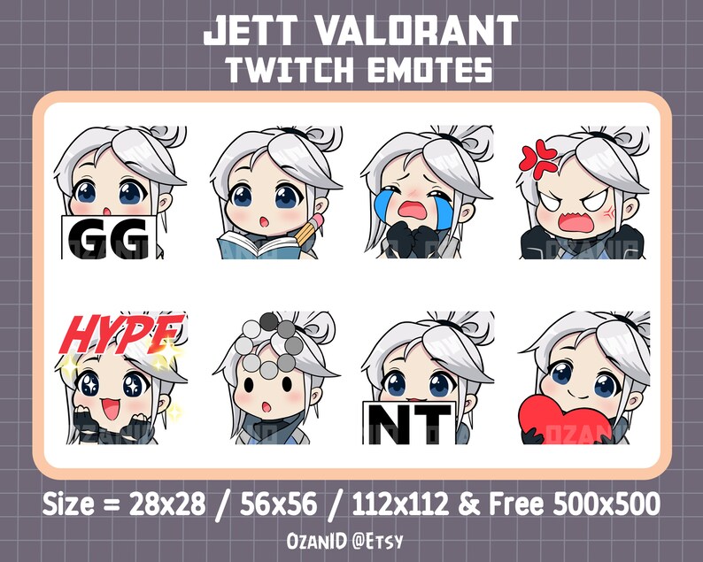 Jett Valorant Emotes Pack, Twitch and Discord Emotes Bundle, Jett ...