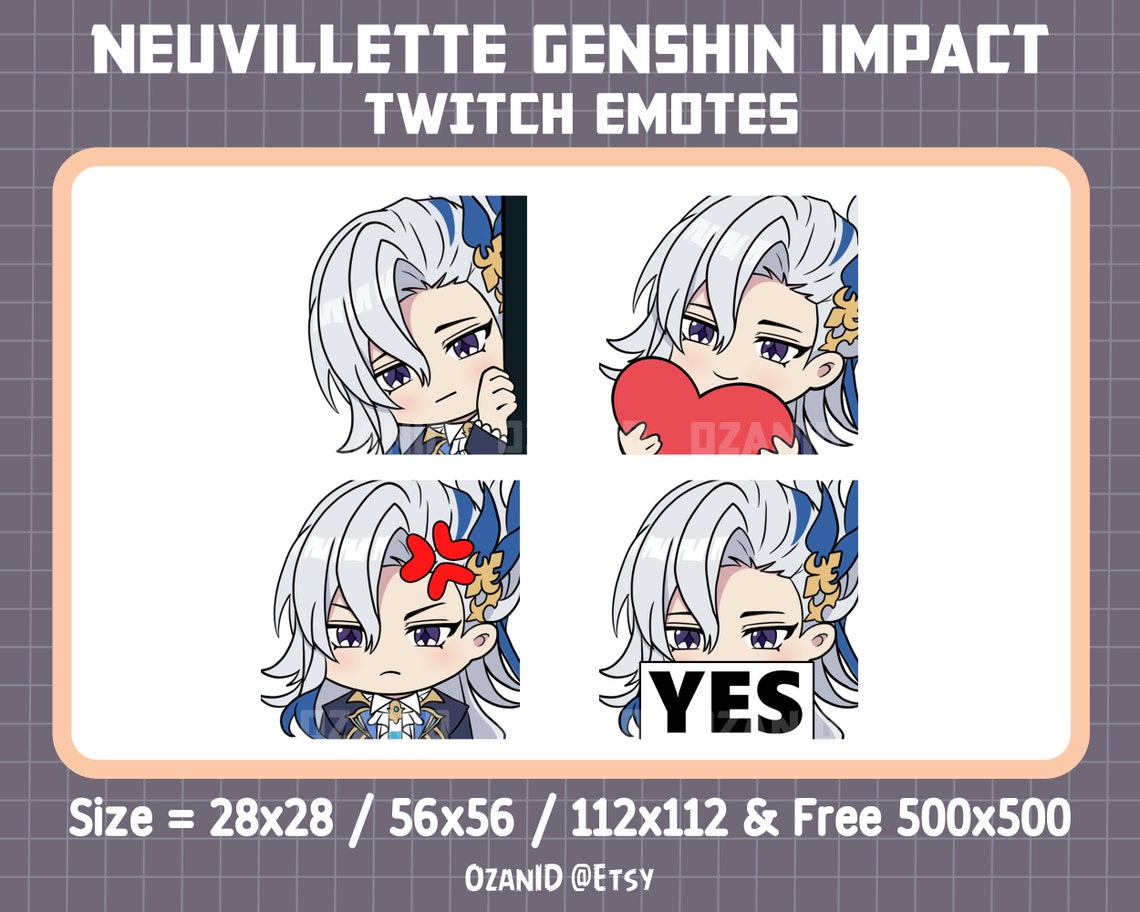 Neuvillette Genshin Impact Emote Pack, Cute Chibi Genshin Impact ...