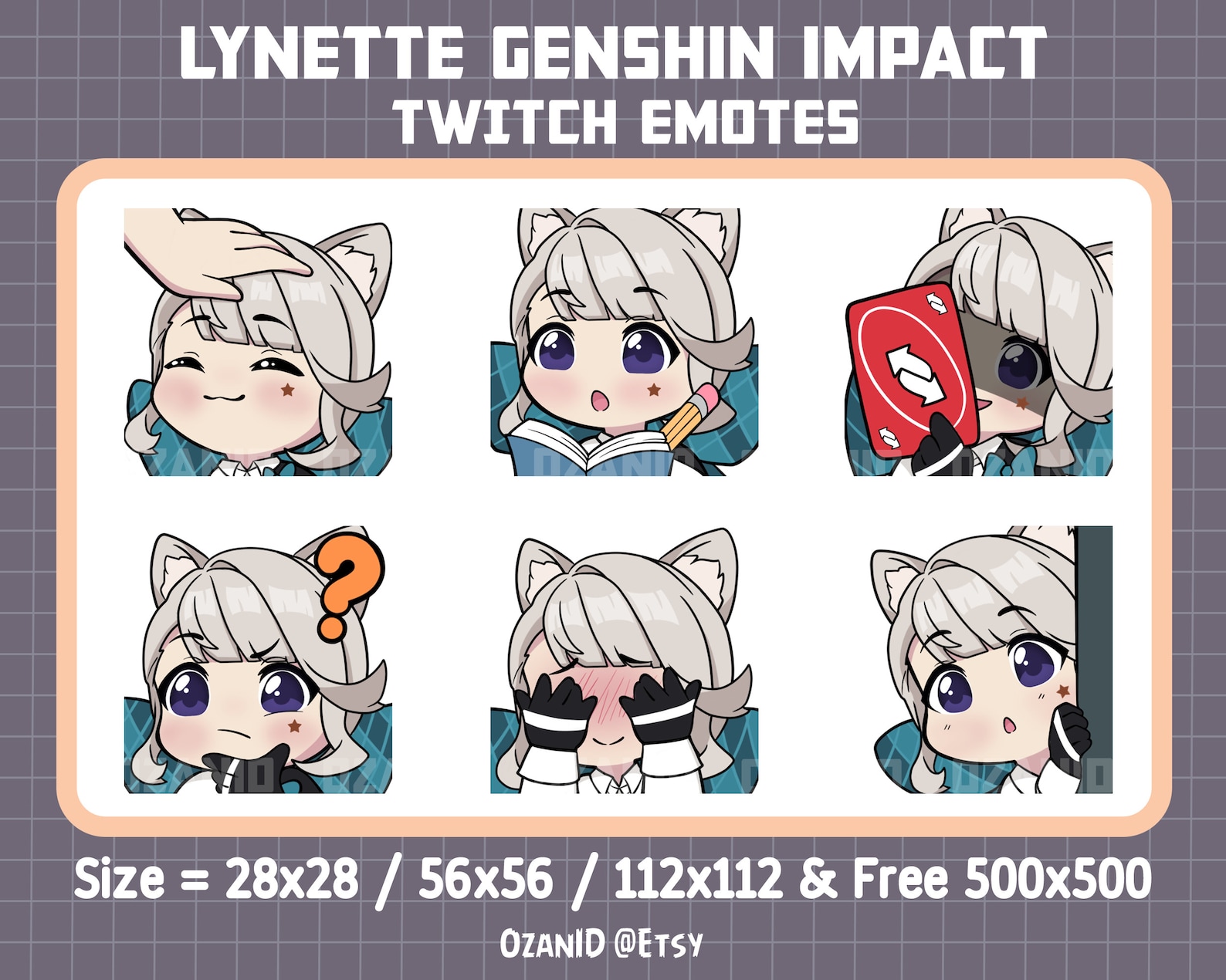 Lynette Genshin Impact Emote Bundle Cute Chibi Genshin - Etsy