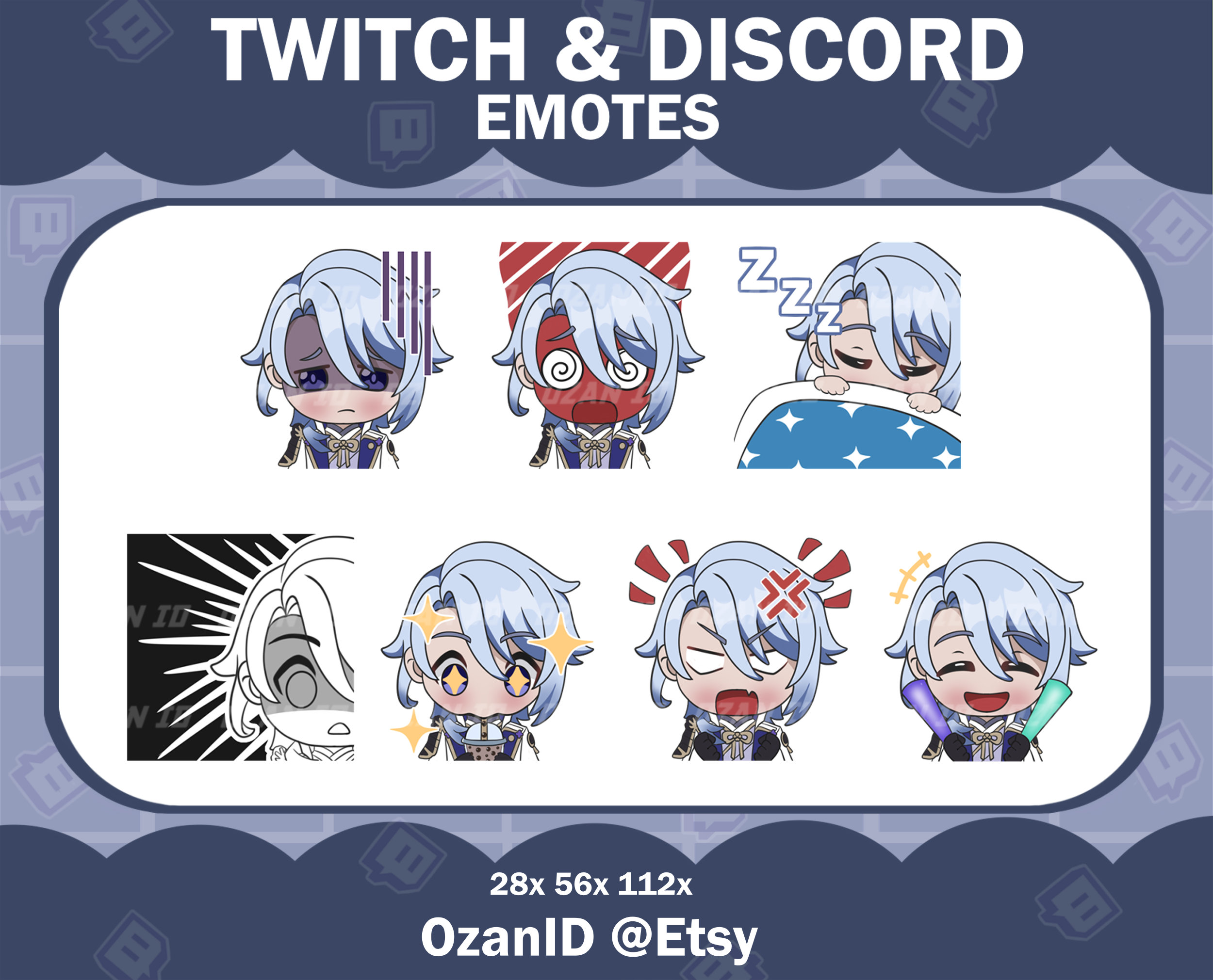 Genshin Impact Ayato Kamisato Emote Pack, (sad, Shy, Sleep, Shock, Sip ...