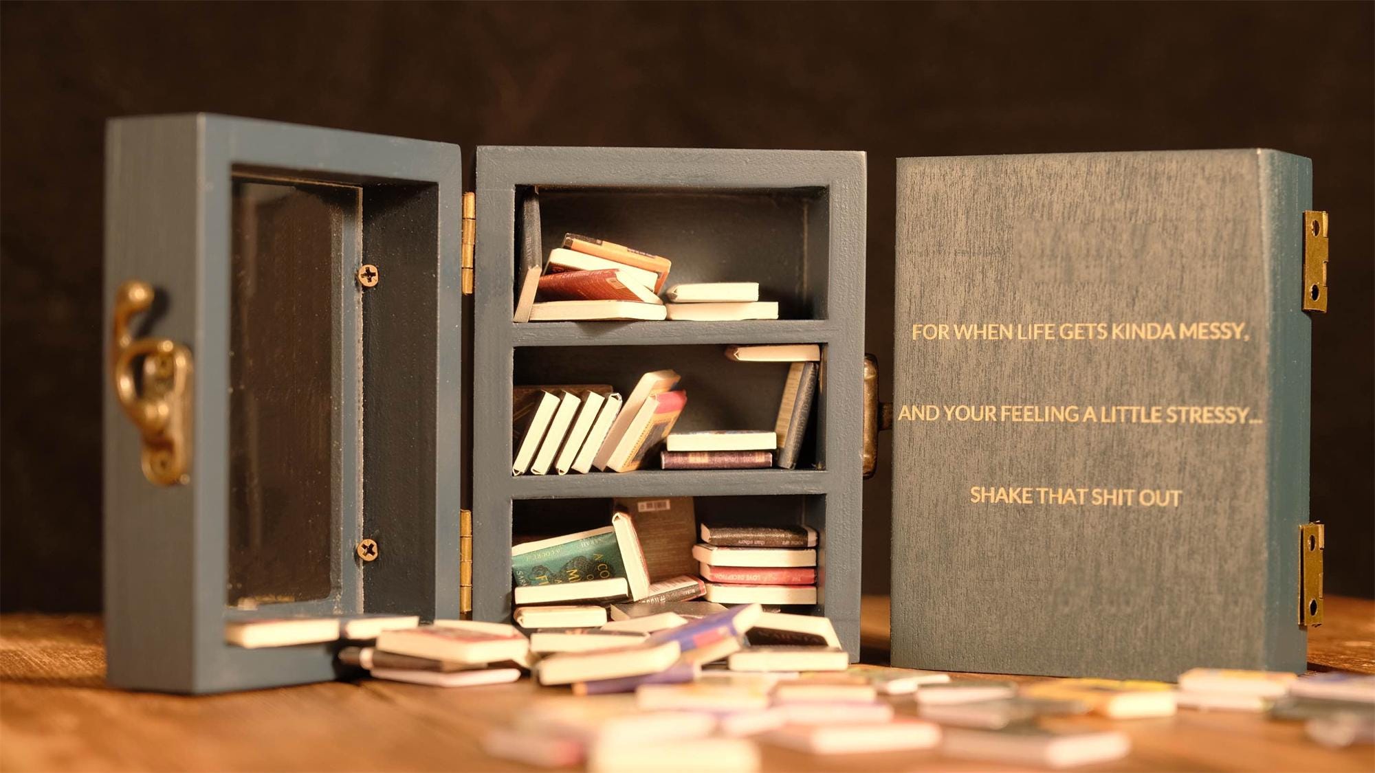 Brown & Blue Personalized Pocket Edition Anxiety Bookcase | Study ...